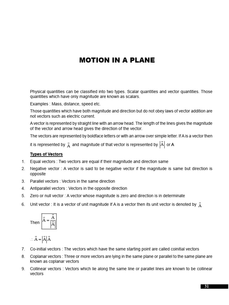 Motion in A Plane (Lecture Note) | PDF | Acceleration | Euclidean Vector