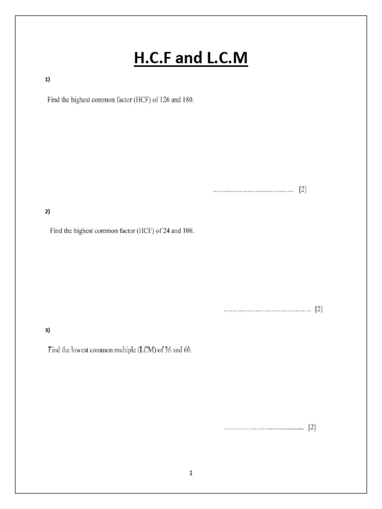 H.C.F and L.C.M | PDF