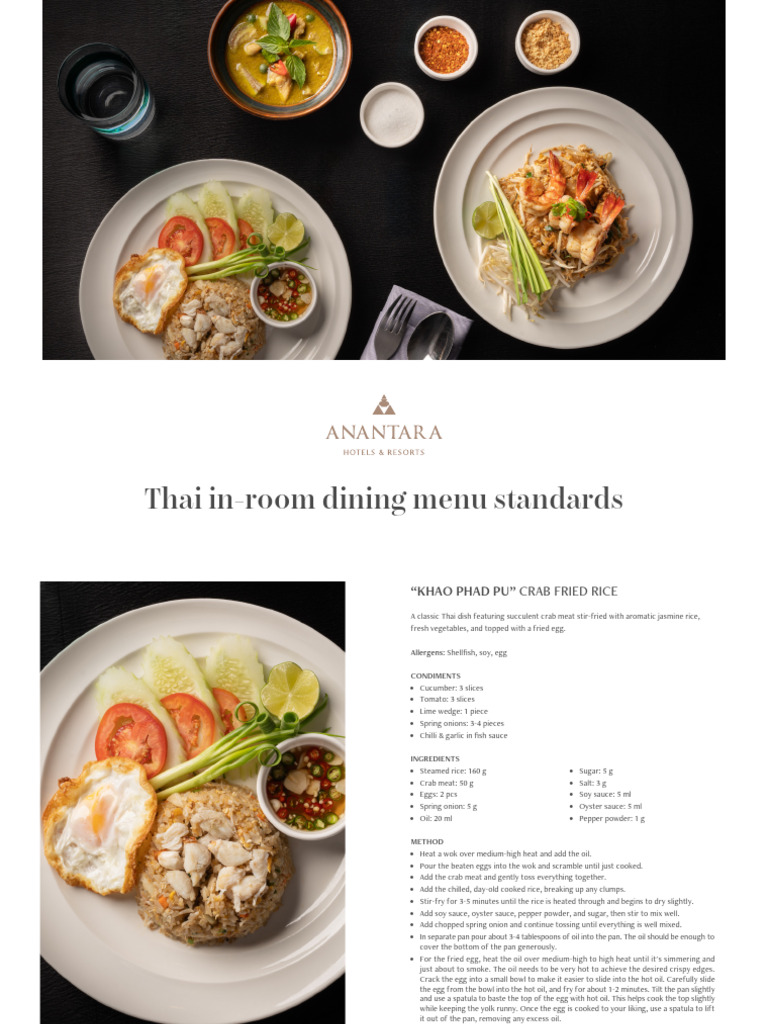 Thai Room Service Menu Standard 2 | PDF | Thai Cuisine | Curry