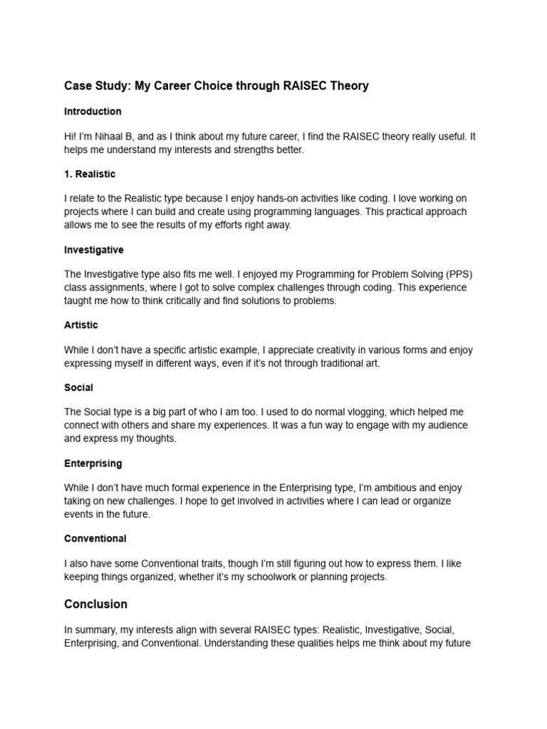 RAISEC Theory: My Career Insights | PDF | Career & Growth | Social Science