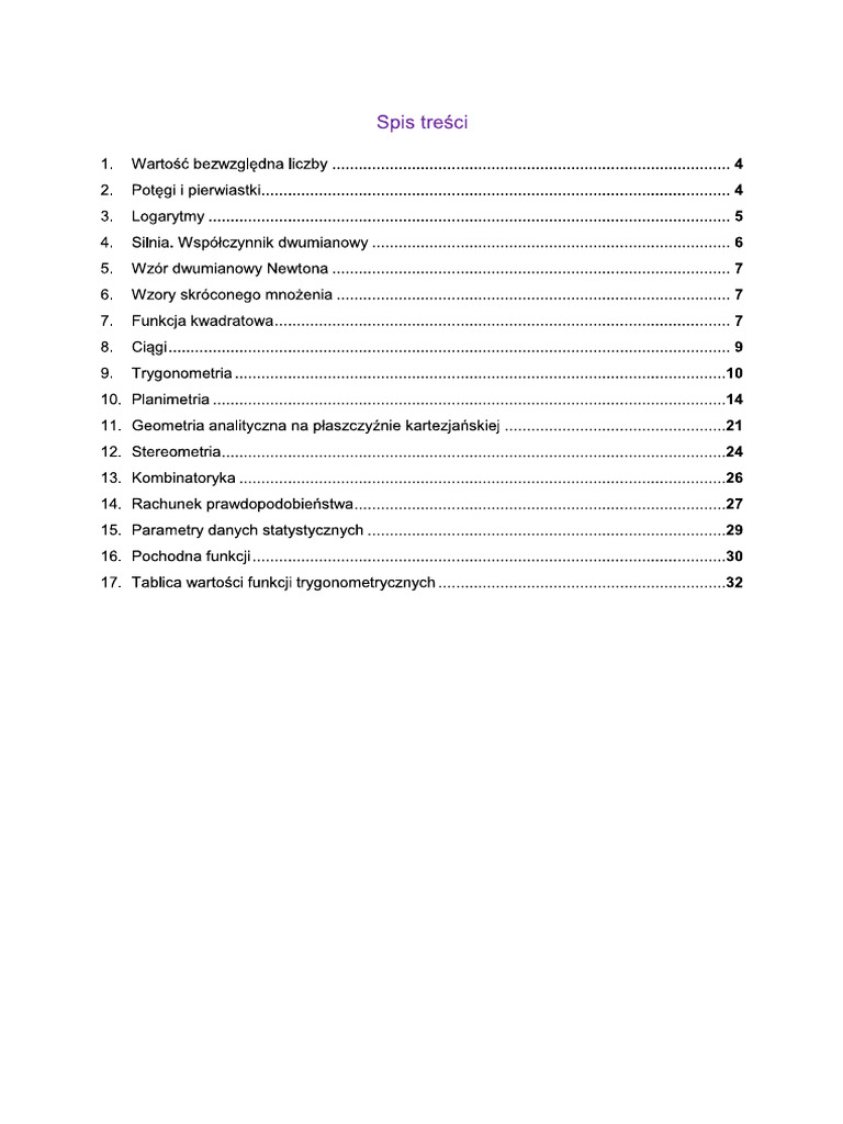 Tablice Matematyczne | PDF