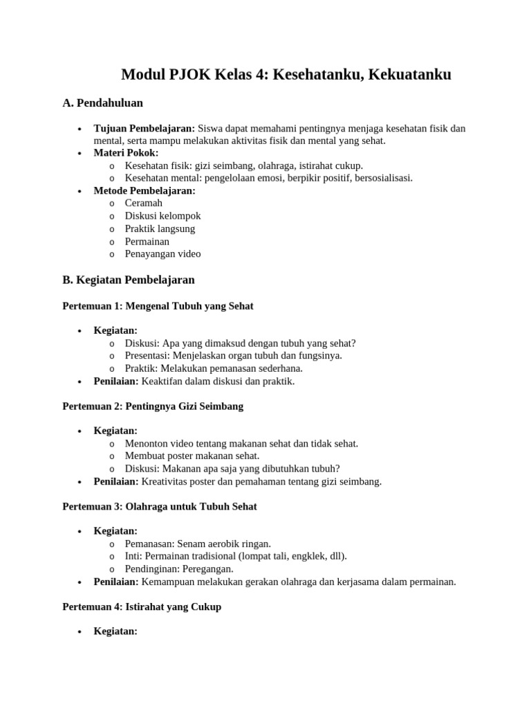 Modul PJOK Kelas 4 | PDF