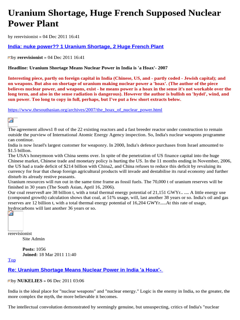 Uranium Shortage | PDF | Nuclear Power | Nuclear Physics