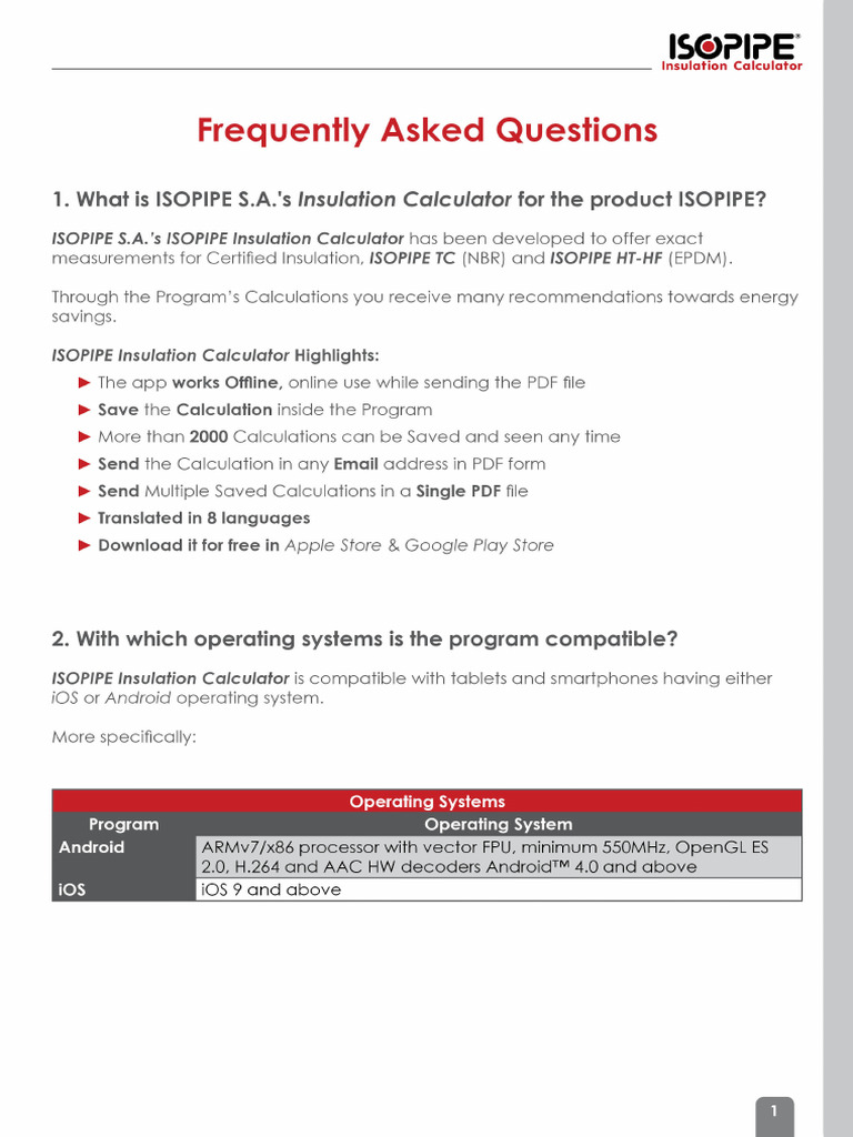 ISOPIPE Insulation Calculator FAQ en | PDF