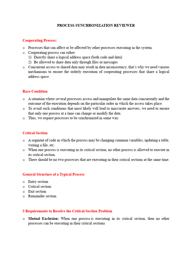 Process Synchronization Overview | PDF | Computing | Concurrency ...