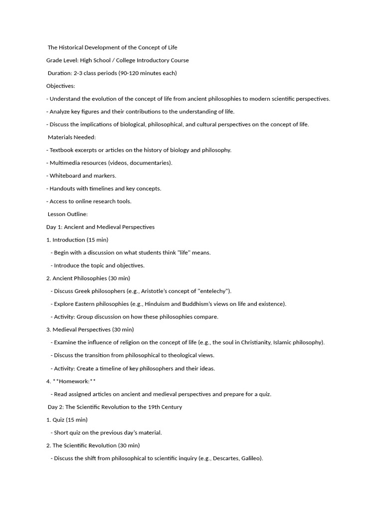 The Historical Development of The Concept of Life | PDF | Concept ...
