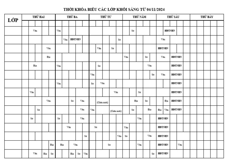 TKB HS Khối Sáng Từ 04.11.2024 | PDF