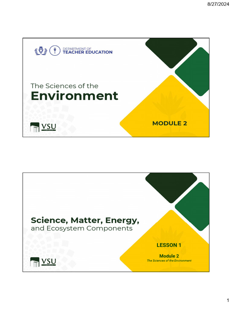 Module 2 - Lesson 1 - Science, Matter, Energy, and Ecosystem Components | PDF | Chemical ...