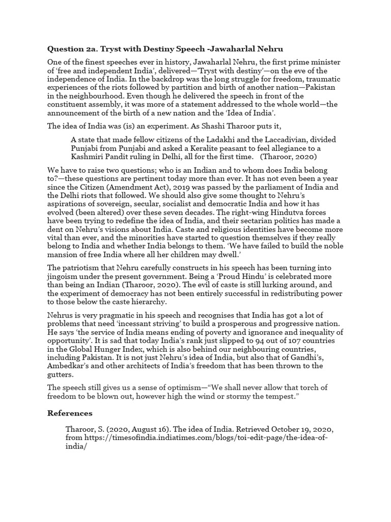 Nehru's Vision: India's Identity Crisis | PDF | Jawaharlal Nehru ...