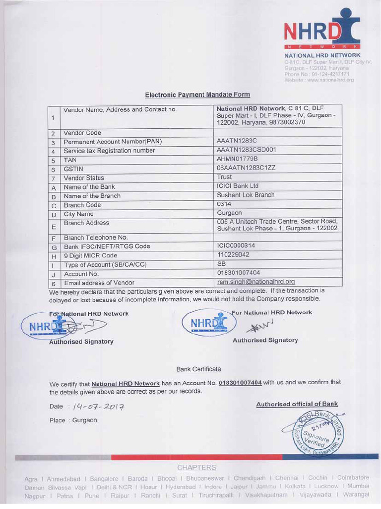 NHRDN NEFT Format v1 | PDF