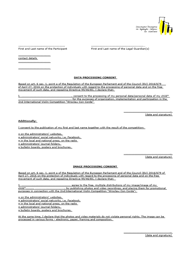 GDPR Consent Form Wroclaw Con Corde 2024 | PDF | Justice | Crime & Violence