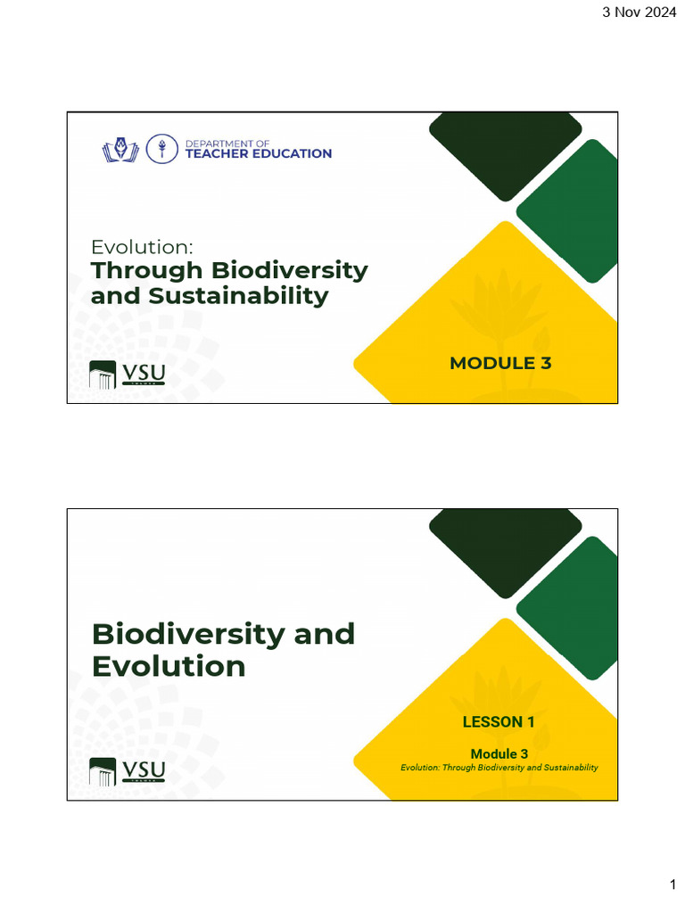Module 3 - Lesson 1 (Biodiversity and Evolution) | PDF | Biodiversity ...