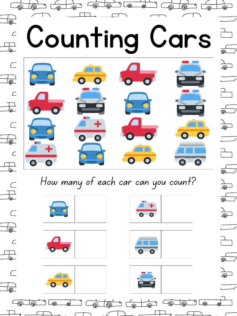 Counting Cars Number Math Worksheet | PDF | Technology & Engineering
