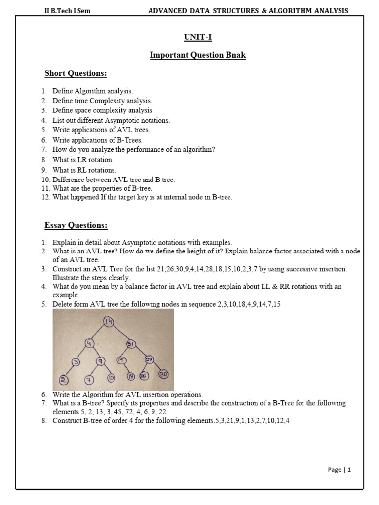 Unit-I_ADS_IMP Qp | PDF | Algorithms | Theoretical Computer Science