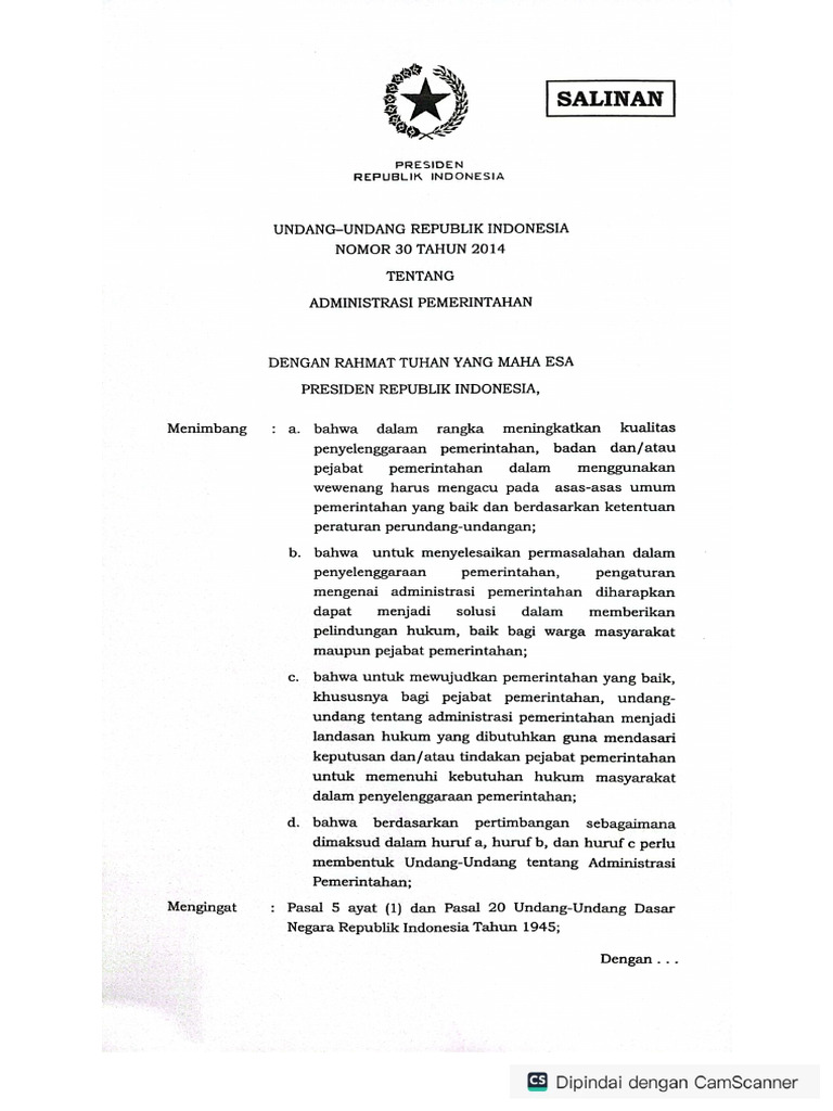 UU 302014 TTG Adminstrasi Pemerintahan | PDF