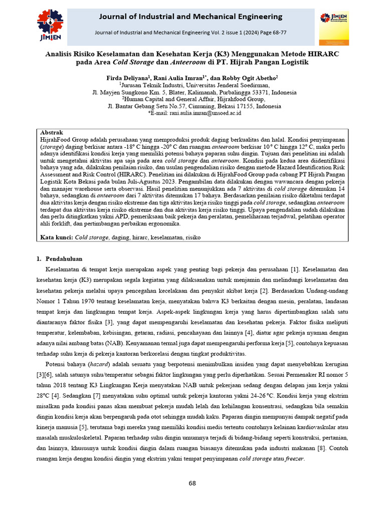 Jurnal 2024 - Analisis Risiko Keselamatan Dan Kesehatan Kerja (K3 ...
