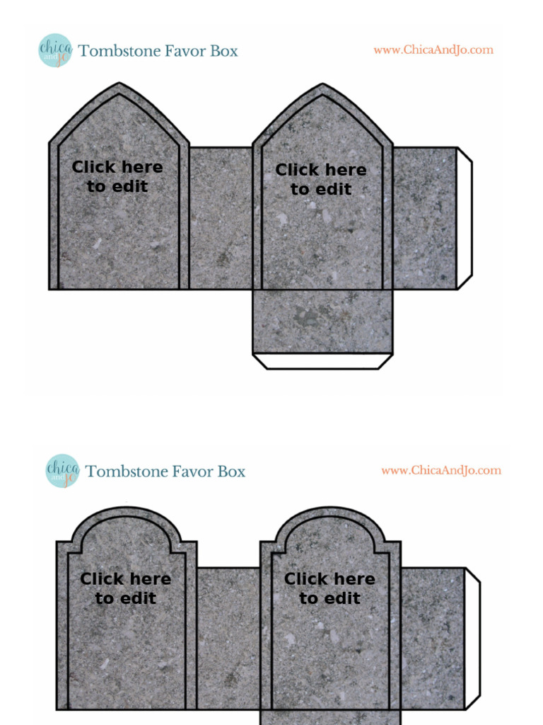 Tombstone Favor Box Printables by Chica and Jo | PDF
