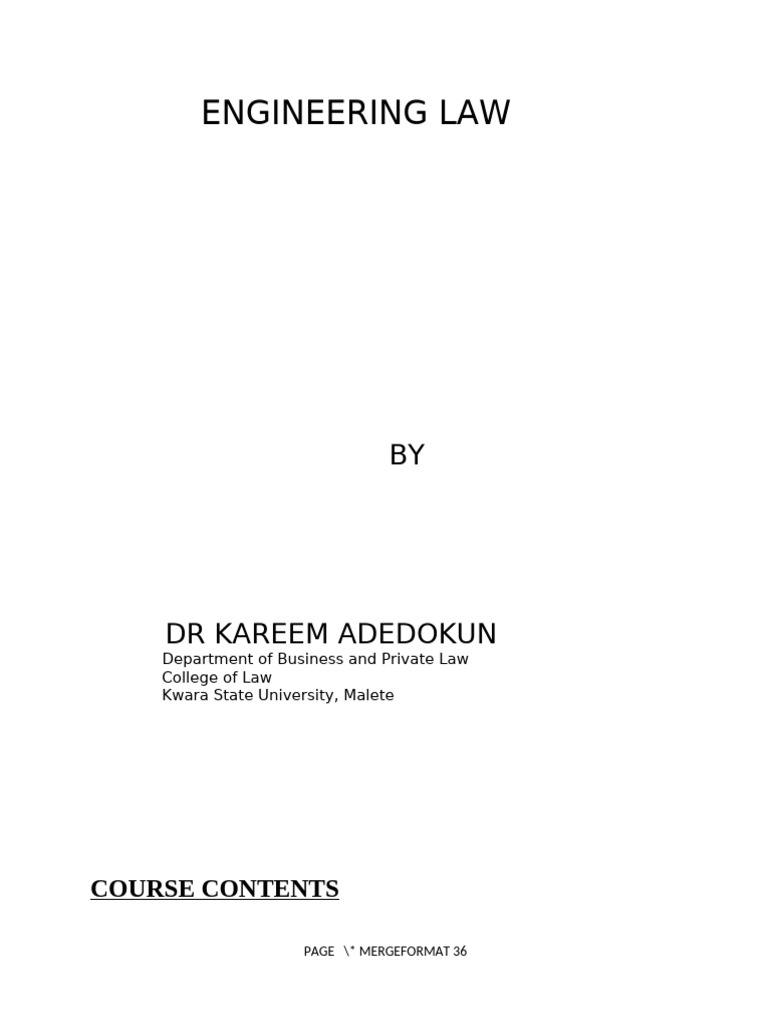 ENGINEERING LAW | PDF | Burden Of Proof (Law) | Sole Proprietorship