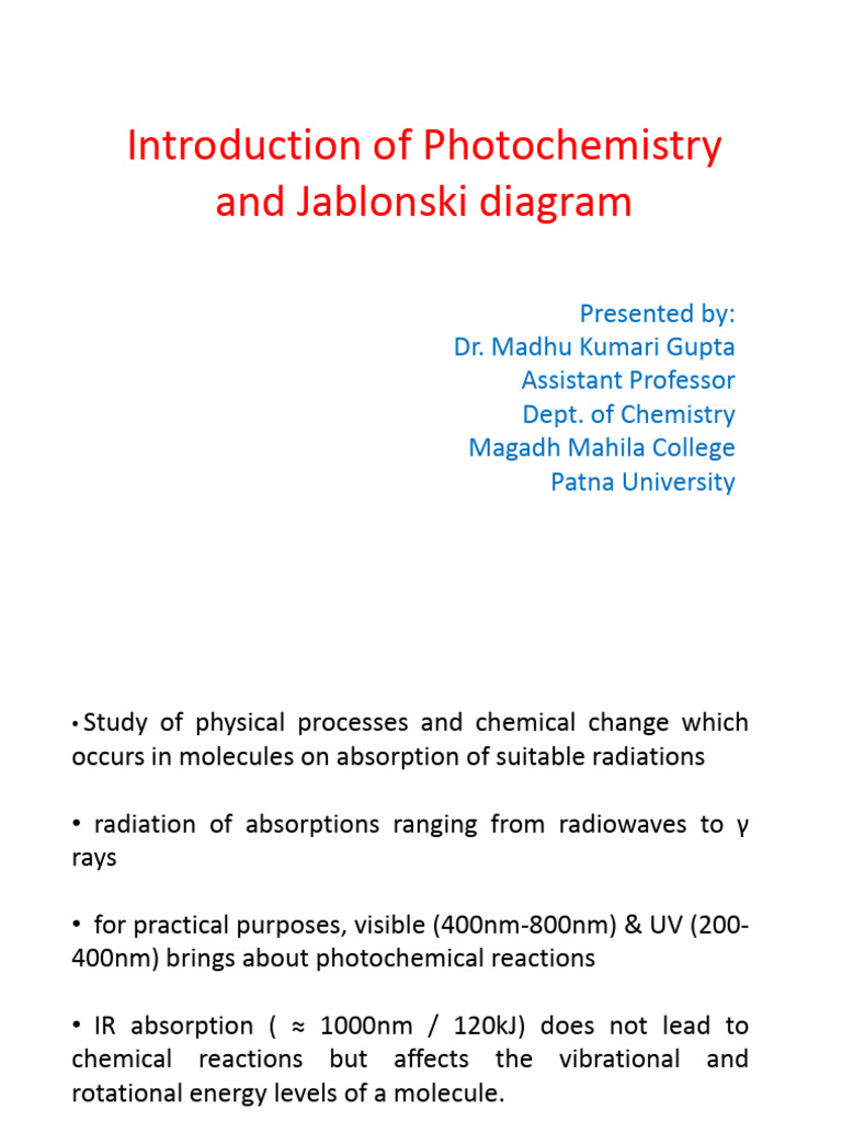 Jablonski Diagram in Photochemistry | PDF | Photochemistry | Energy Level