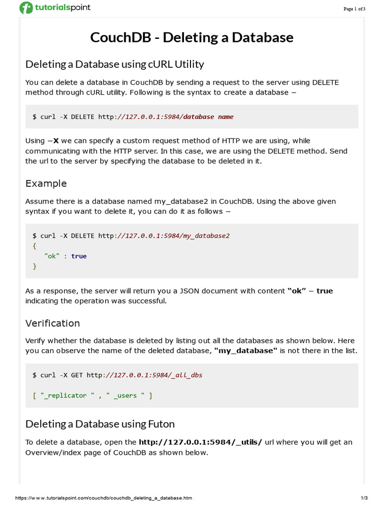 CouchDB Database Deletion Guide | PDF | Networking | Internet & Web