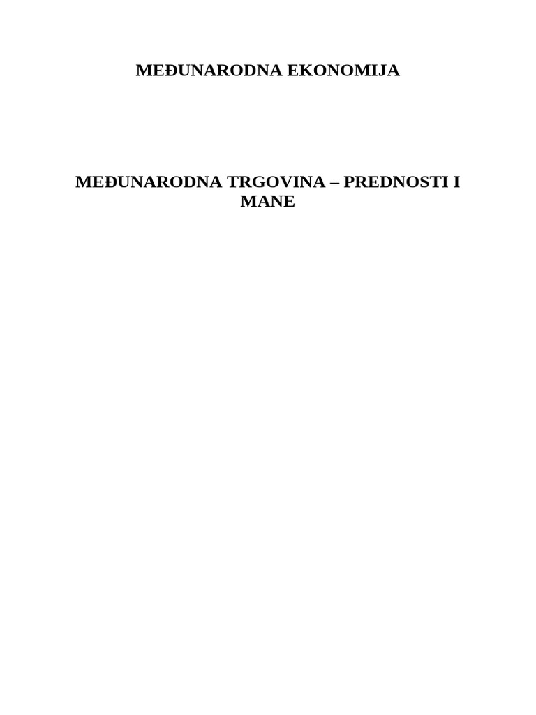 Medjunarodna Ekonomija | PDF