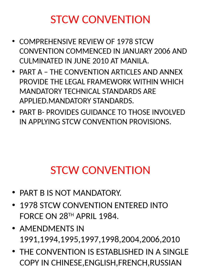 Stcw Convention | PDF | Water Transport | Shipping
