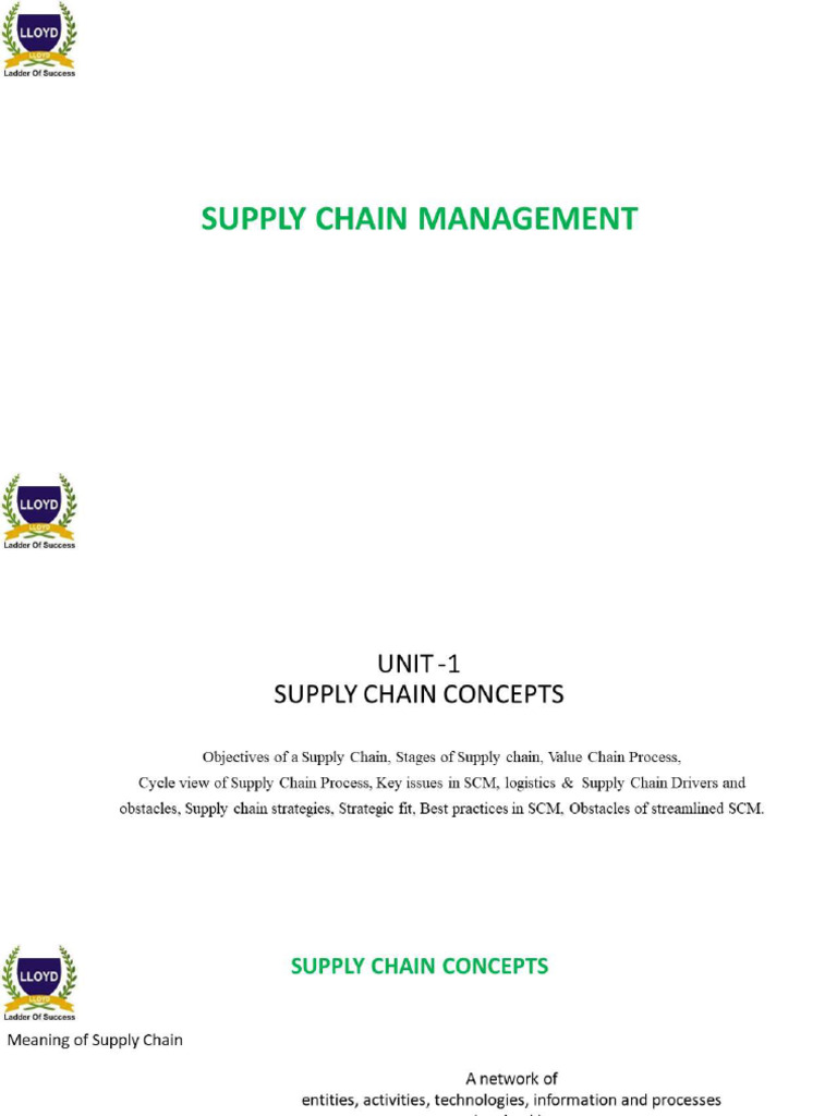 Unit 1 Supply Chain Notes | PDF