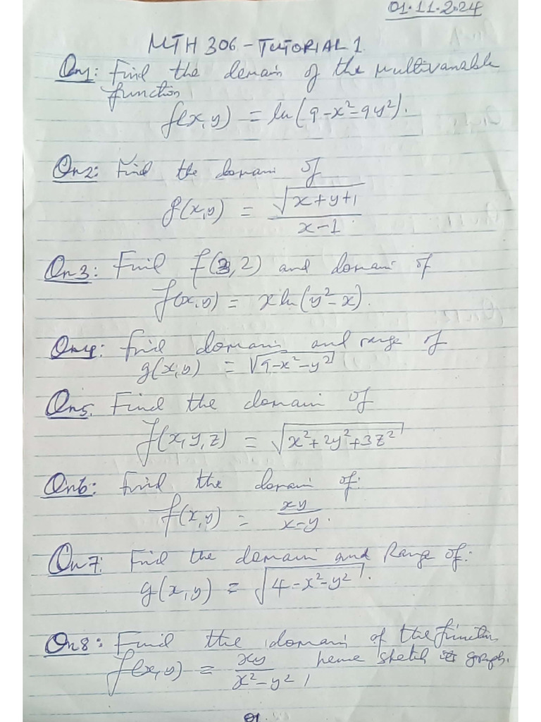 MTH 306 Tutorial 1 | PDF