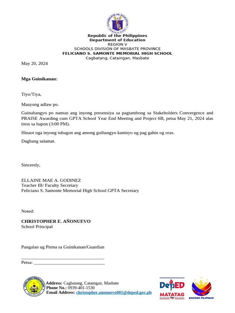 Communication Letter For SIP Finalization | PDF
