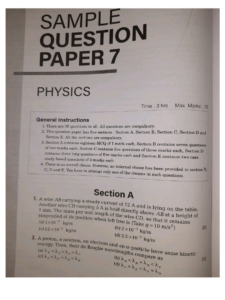 Physics Sample Paper | PDF