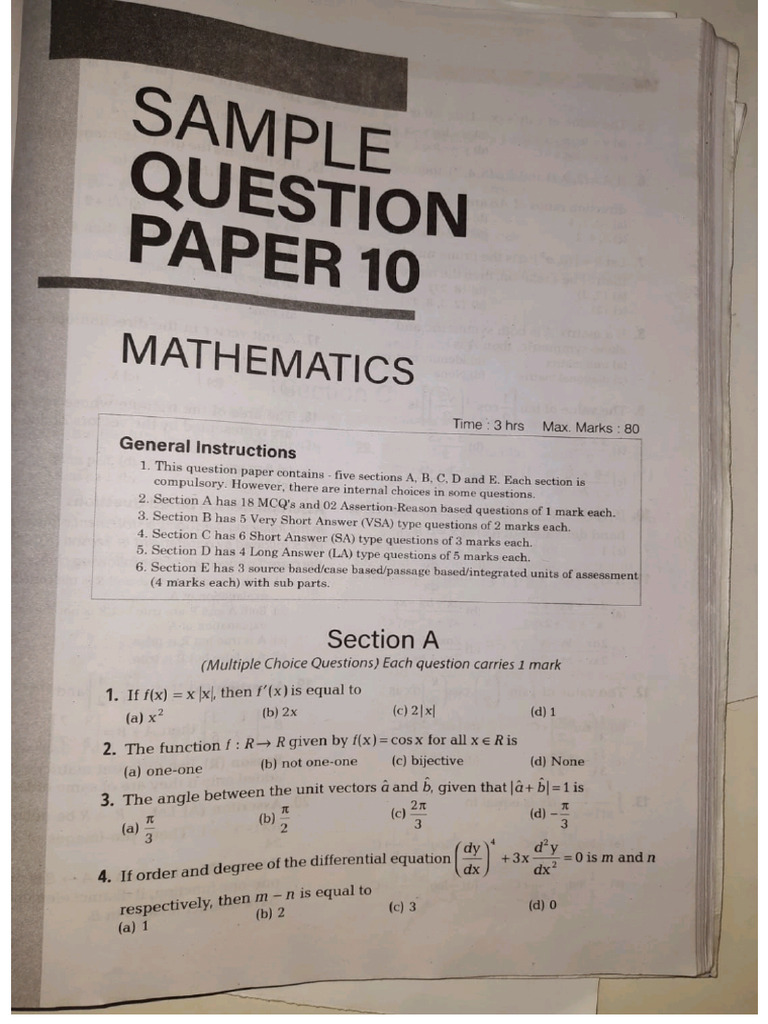 Maths Sample Paper | PDF