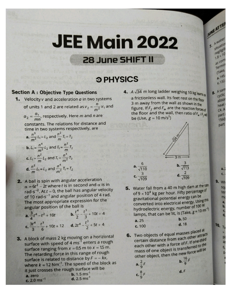 28th June Shift 2 Jee Mains | PDF