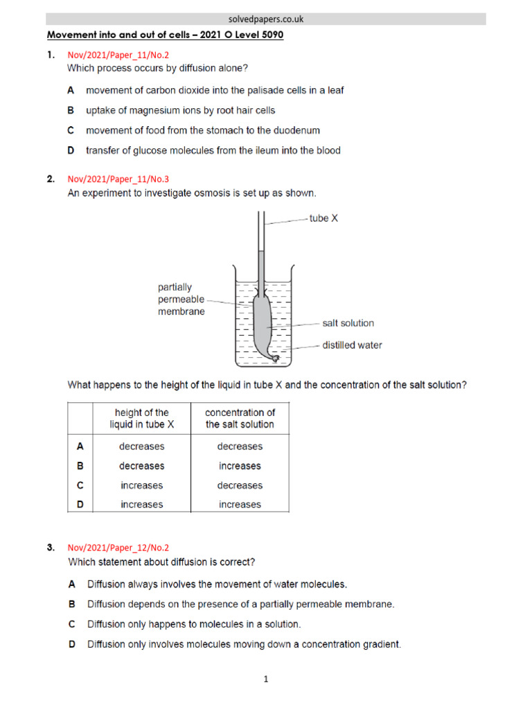 O Level 5090 Cell Movement Papers | PDF