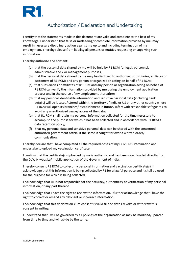 Authorization Declaration and Undertaking-2022 | PDF | Data | Privacy