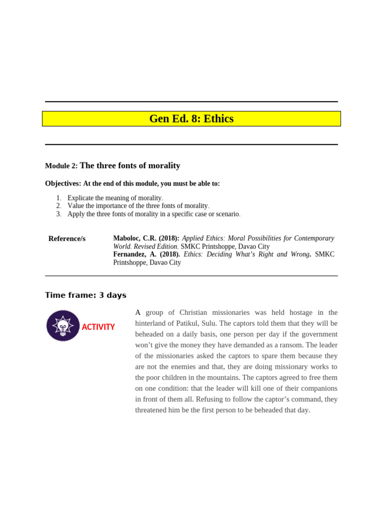 MODULE 2 Three-Fonts-of-Morality Revised | PDF | Intention | Free Will