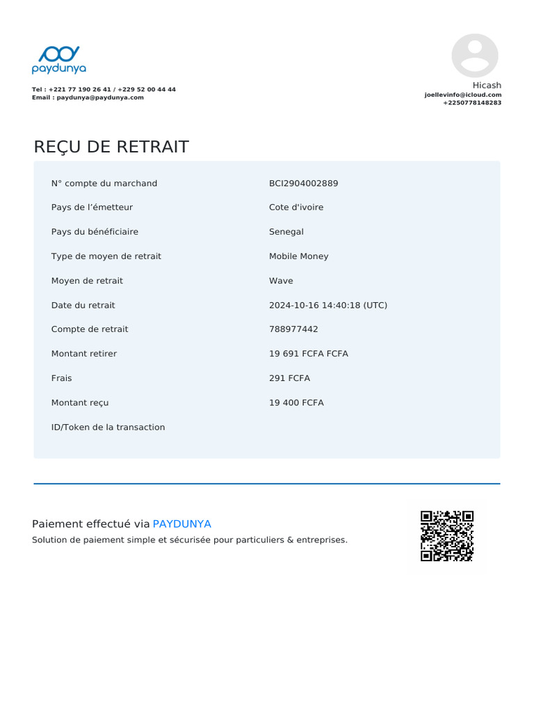 Frais de Retrait Mobile Money en Côte d'Ivoire | PDF