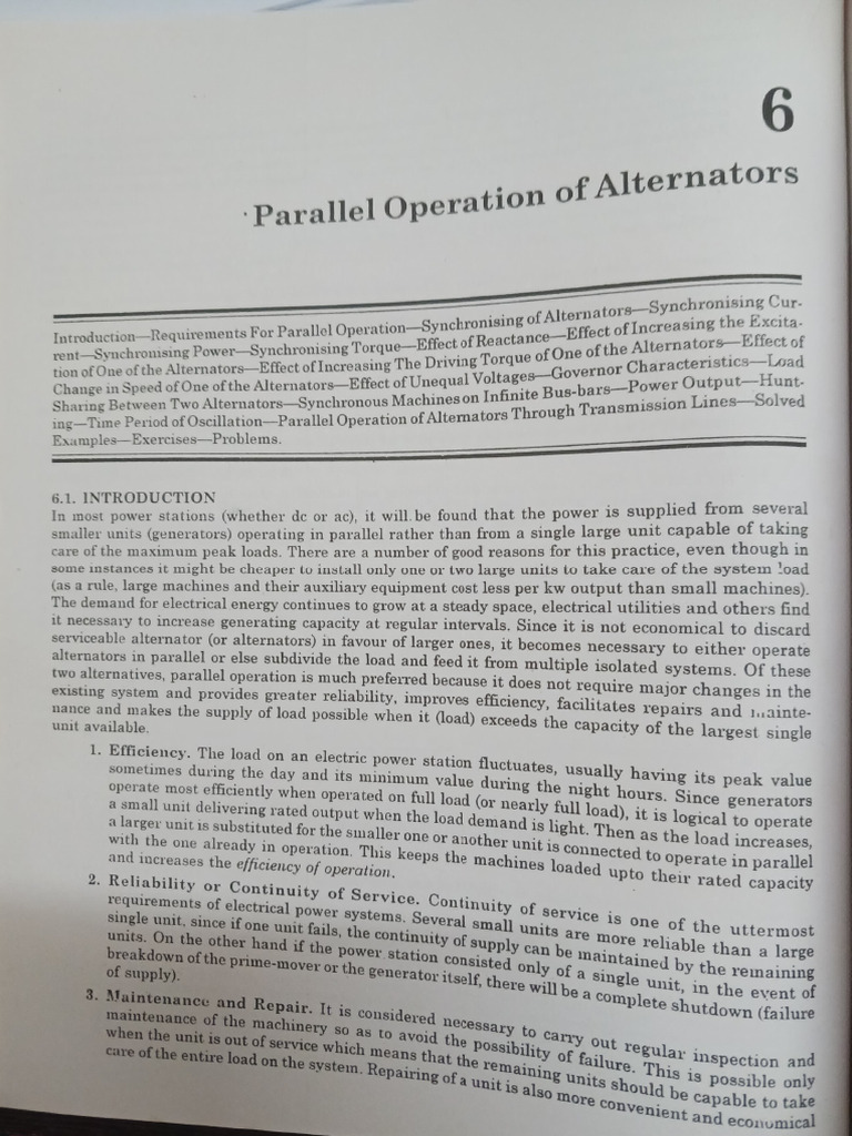 Parallel Operation of Alternators Guide | PDF | Power Engineering ...