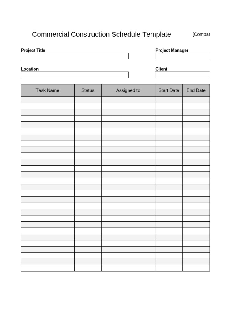Commercial Construction Schedule Template | PDF