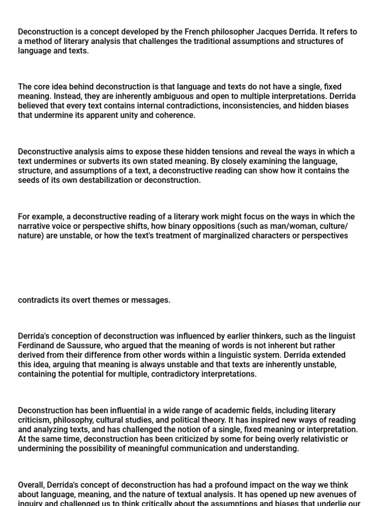 Deconstruction by Derrida | PDF | Language Arts & Discipline