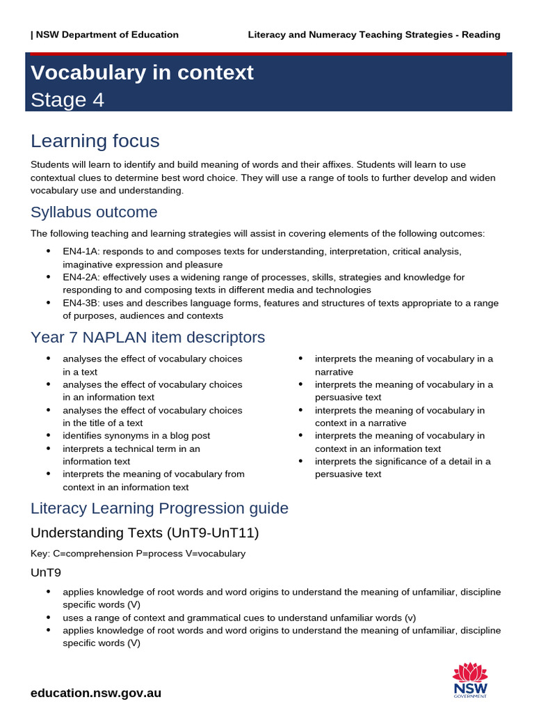 s4 Reading Vocabulary | PDF | Vocabulary | Word