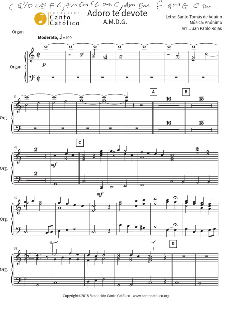 Adoro Te Devote - Órgano | PDF