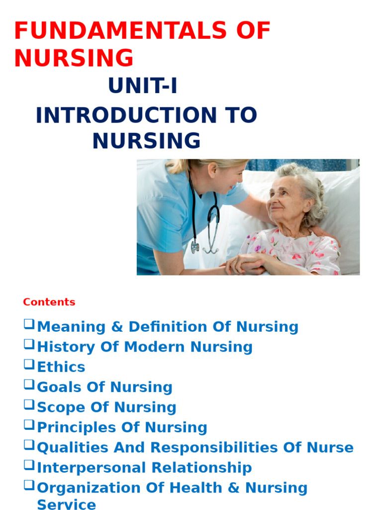 Unit-I Introduction To Nursing | PDF | Nursing | Florence Nightingale