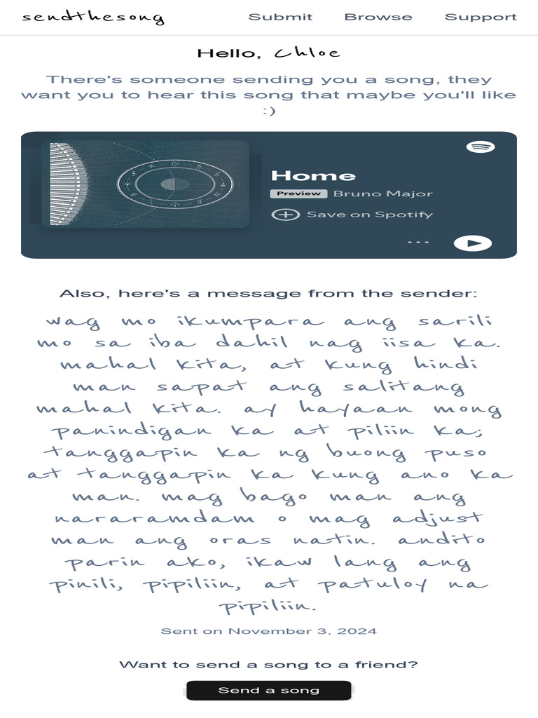 SendTheSong - Express Your Feelings Through Music Musical Messages | PDF