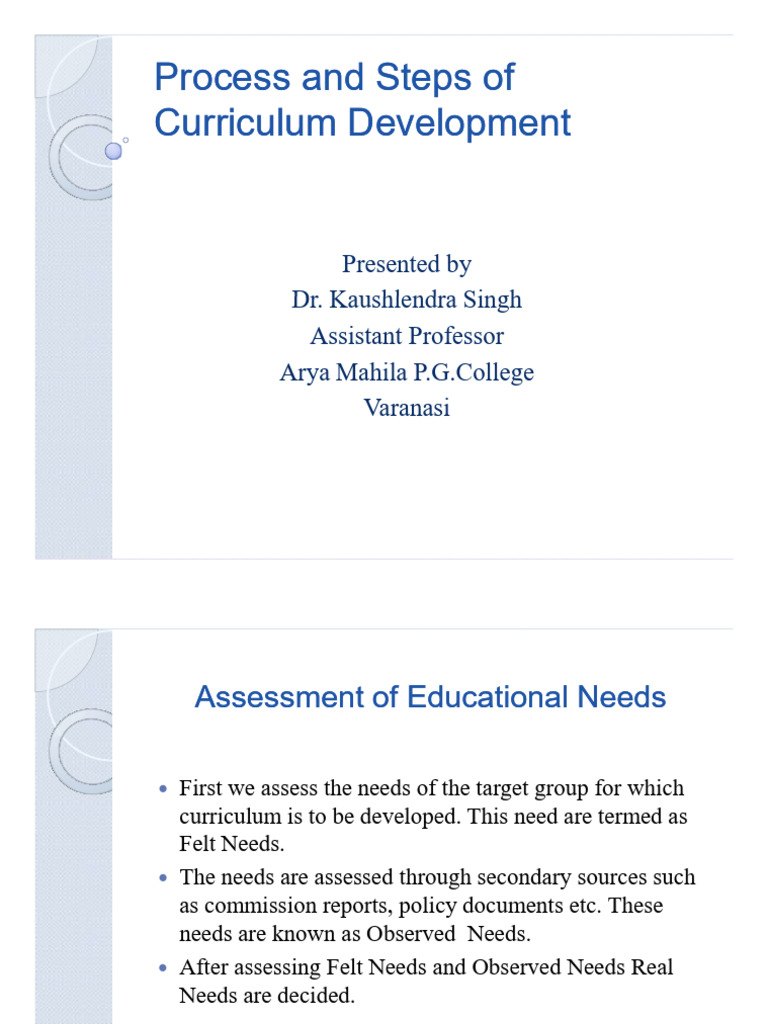 Process and Steps of Process and Steps of Curriculum Development ...