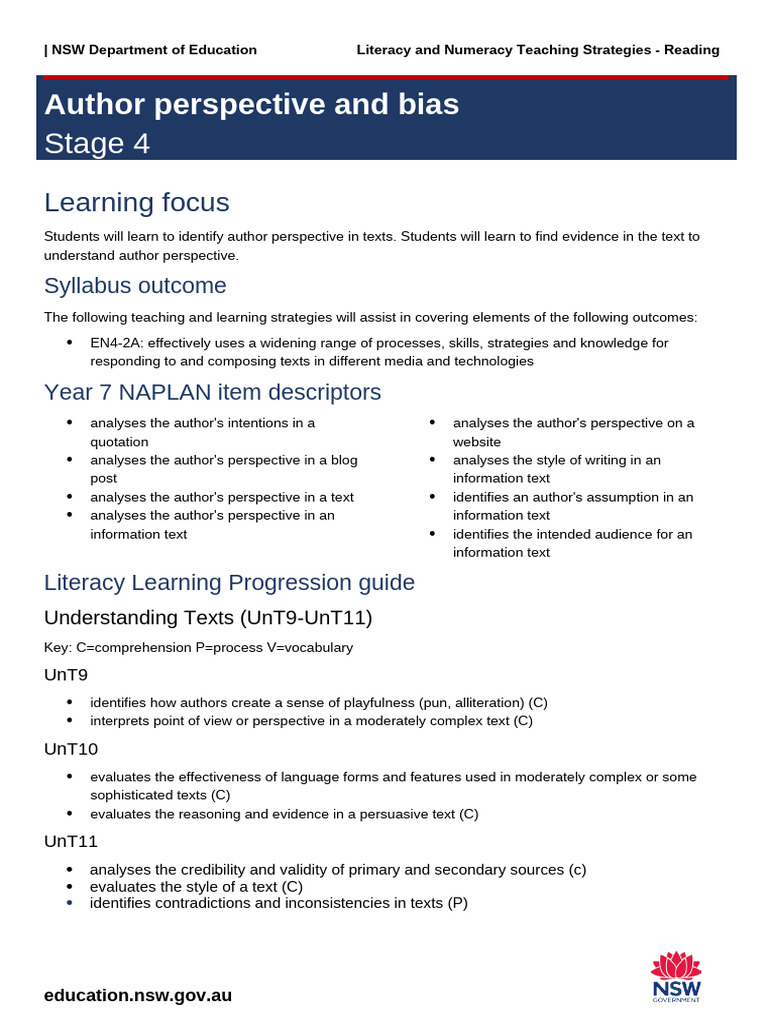 s4 Reading Author Perspective and Bias | PDF | Bias | Mood (Psychology)