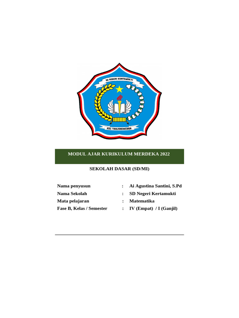 MODUL AJAR MTK KELAS IV UNIT 6 - Ai Agustina Santini | PDF