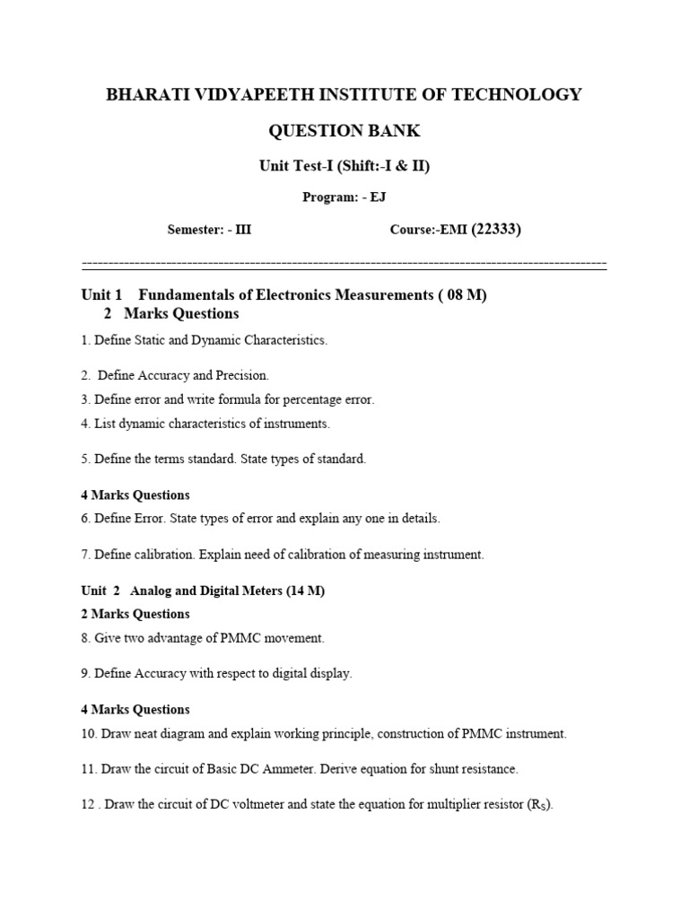 IoTMumbai EMI QB UT1 070818 | PDF | Electricity | Electrical Engineering