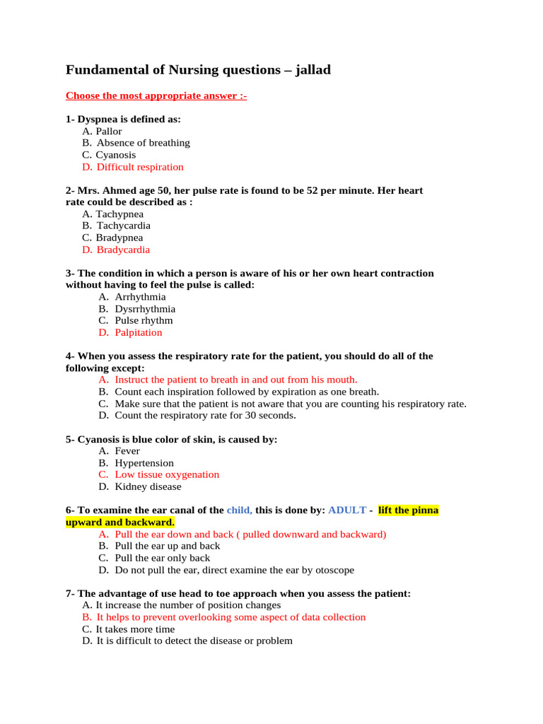 Nursing Fundamentals Practice Questions | PDF | Intravenous Therapy ...