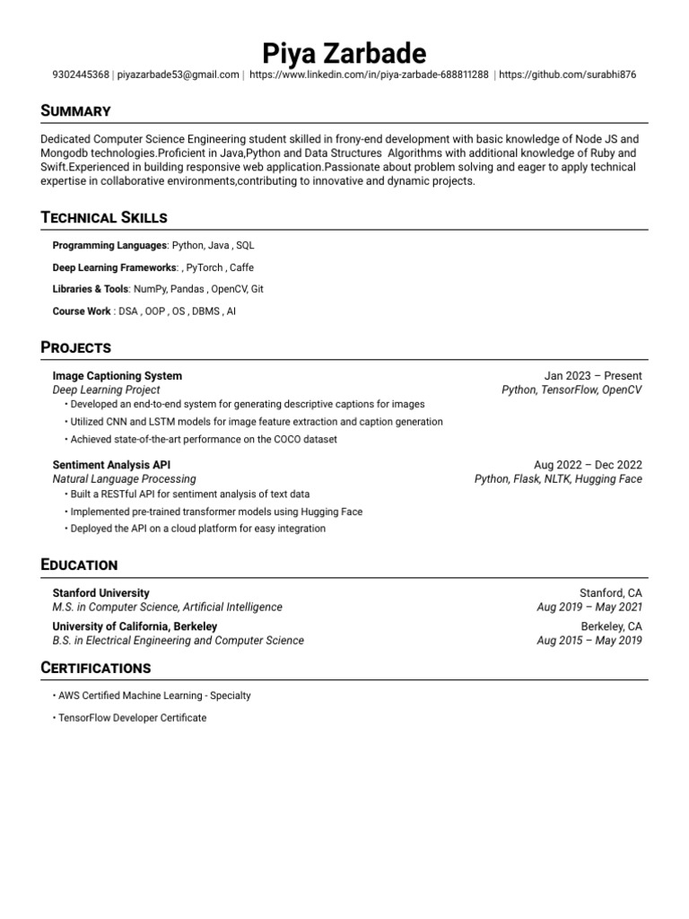 ATS Friendly Technical Resume 1 | PDF | Technology & Engineering