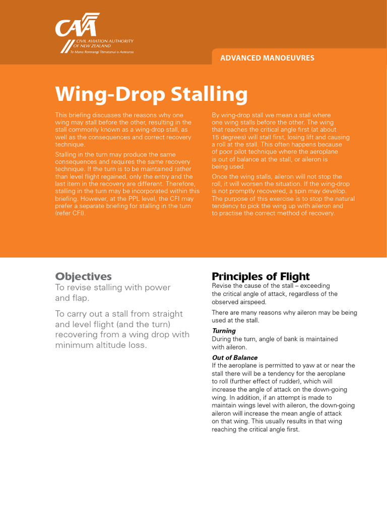 Wing Drop Stalling | PDF | Aileron | Flap (Aeronautics)